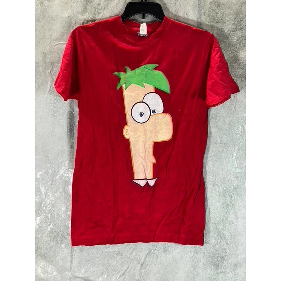 Disney | Shirts | Disney Mens Cranberry Red Phineas And Ferb Large Ferb ...
